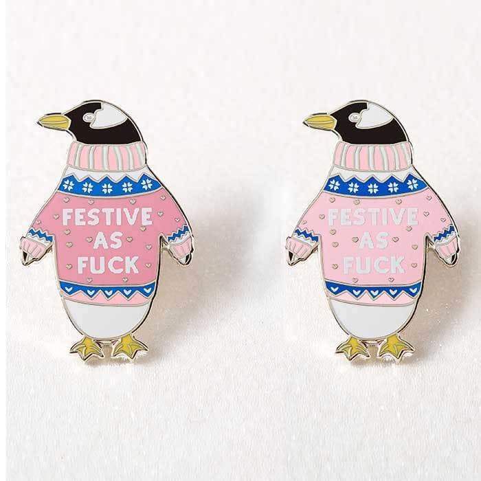 Festive AF Penguin Enamel Pin – punkypins